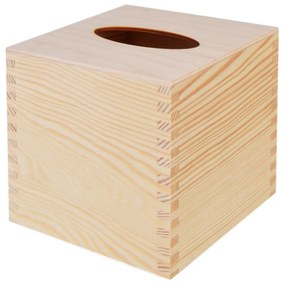 Dřevěná krabička na papírové kapesníky, čtvercová s výsuvným dnem