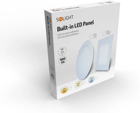 Solight LED mini panel, podhledový, 12W, 900lm, 3000K, tenký, čtvercový, bílý