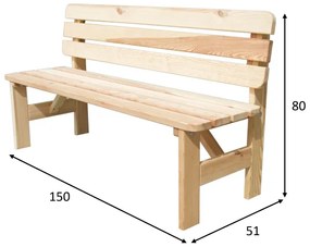VIKING zahradní lavice dřevěná z masivní borovice 1500 / 1800 / 2000 mm 1500 mm