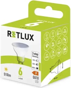 RETLUX RLL 447 GU10 3DIMM / 6W / 510 lm / 3000K - teplá bílá / stmívat