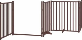 Zábrana pro psy s dvířky skládací 8 panelů hnědá 640 cm topol 3155750