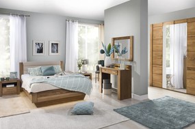 Dvoulůžková postel Velvet II 74 140x200 z masivu s LED osvětlením a roštem dub Rustikal/béžová