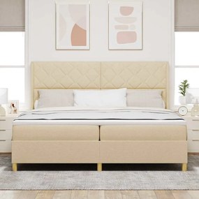Postel s boxspringem s čelo Krémová 200 x 200 cm textil 3341922