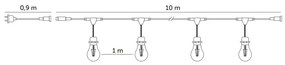 LED Venkovní dekorační řetěz BAJA ST64 10xE27/1W/230V 10,9m IP44 teplá bílá