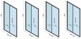 3-stěnný obdélníkový sprchový kout REA RAPID FOLD 90/dveře x 80/zástěna cm, černý/transparent - bez vaničky