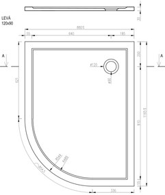 ARTTEC Sprchový kout čtvrtkruhový nástěnný KLASIK 120 x 90 cm čiré sklo s vaničkou z litého mramoru STONE levé provedení