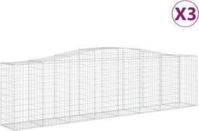 Klenuté gabionové koše 3 ks 400x50x100/120cm pozinkované železo 3145957