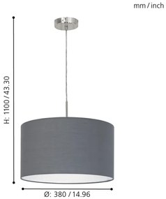 Eglo 31573 - Lustr na lanku PASTERI 1xE27/60W/230V