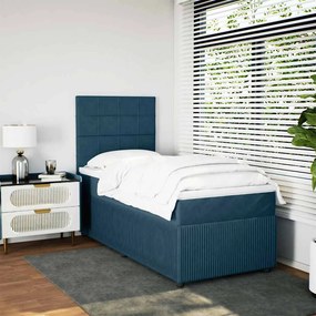Box spring postel s matrací modrá 80 x 200 cm samet 3294494