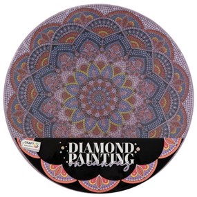SMT Creatoys Diamantové malování mandala - květina fialová průměr 30cm s doplňky ve fólii