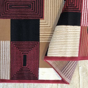 DY Červený koberec s geometrickým vzorem Alfa 18 Rozměr: 40x60 cm