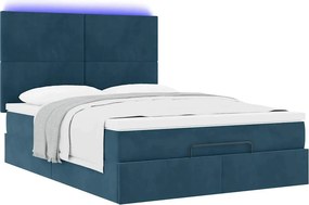 Osmanský rám postele s matracemi tmavě modrá 140x190cm samet 3314250