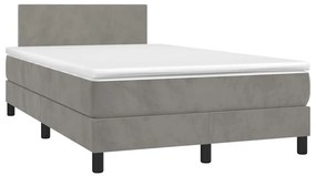 Box spring postel s matrací a LED světle šedá 120x190 cm samet 3270141