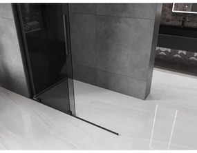 Mexen Velar, sprchová zástěna s posuvnými dveřmi Walk-in 140 x 200 cm, 8mm šedé sklo, černá matná, 871-140-000-43-70