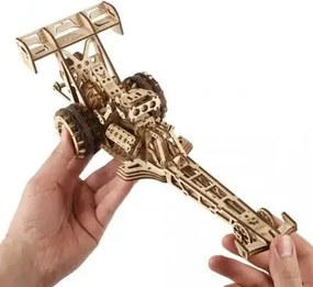 Ugears 3D dřevěné mechanické puzzle Závodní auto (dragster) / od 14 le