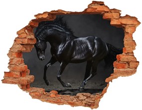 Wallmuralia Díra 3D fototapeta na stěnu Černý kůň 90x70 cm