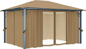 Altán se závěsy 400 x 300 cm taupe hliník 313894