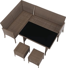 Zahradní ratanový set, přírodní/světle šedá, RANDI