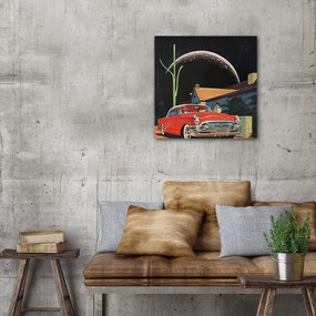 Gario Obraz na plátně Červené auto před domem - Lili Chartrand Rozměry: 30 x 30 cm