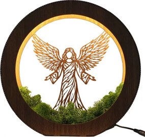 Dřevěná LED lampa s mechem – Anděl I SENTOP LED0606