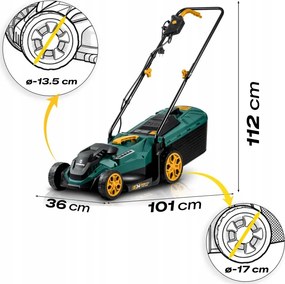 Elektrická sekačka HM-612, 1400W, 34cm, zelená | Humberg