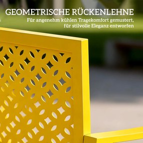 Zahradní lavice 2místná kovová venkovní lavice odolná proti povětrnostním vlivům s nerezavějícím opěradlem, geometrie do 240 kg