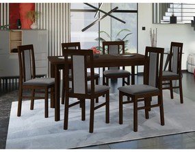 Rozkládací stůl se 6 židlemi - AL34, Barva dřeva: ořech-L, Potah: 26x - Kronos 22