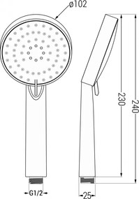Mexen příslušenství - hlavice ruční sprchy R75 Circle, 3-funkce, chrom, 79575-02