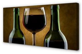 Obrazy na plátně 2 láhve sklenice na víno 125x50 cm
