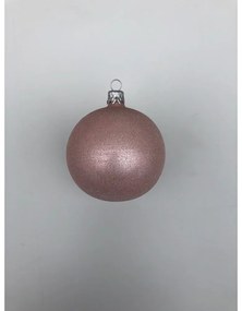 Vánoční koule 8 cm - celoposyp SET/6ks - šedorůžová posyp