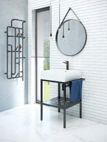 Deante Temisto, umyvadlo na desku 60x50 cm + stojící konzola, bílá-černá, CDTS6U6S
