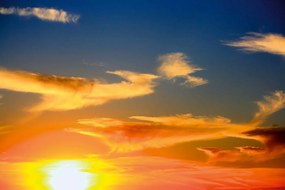 DIMEX | Samolepicí vliesová fototapeta na zeď Romantický západ slunce MA-5-2320 | 375 x 250 cm | modrá, žlutá, oranžová