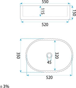 Rea Georgia, umyvadlo na desku 555×350×145 mm, béžová imitace kamene, REA-U3542