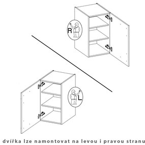 LUNA bb | horní skříňka 40 G-72 1F s policemi | 40 cm | UNI dvířka | bílá mat