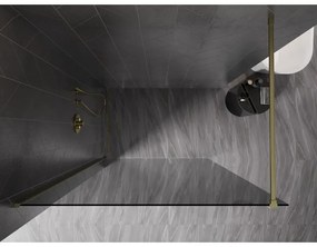 Mexen Kioto-X, sprchová zástěna 140 x 200 cm, 10mm šedé sklo, zlatý matný profil, 800-140-101-55-40-X