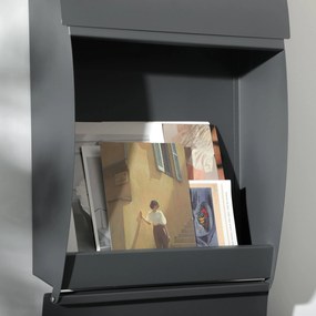 HOMCOM Poštovní schránka s víkem, zámkem, nástěnná poštovní schránka s okénkem vyrobená z pozinkované oceli, pro venkovní použití, 32 x 10 x 45 cm, t…
