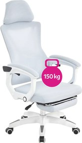 Kancelářské křeslo, světle šedá/bílá, nosnost 150 kg, MALVIN