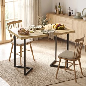 HOMCOM jídelní stůl pro 2 osoby s tlustou stolní deskou, kovové nohy, moderní styl, 110x67x75,5 cm, dub