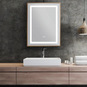 Smartzrcadla Koupelnové zrcadlo S-4659 s LED podsvícením 60 × 80 cm (zlatý rám)