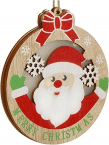 Dřevěný Santa Claus svítící 9,5x11 cm, vánoční ozdoba