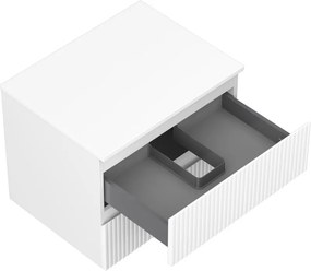 Mexen Rivel koupelnová skříňka pod umyvadlo 60 cm s deskou, 2 zásuvky, drážkovaná, bílá mat - 91A20-06047-2-BFFC01