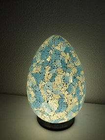 Stolní lampa ART EGG bílo-modrá, ruční práce