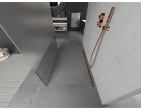 Mexen Kioto, průchozí sprchová zástěna 140 x 200 cm, 8mm čiré sklo/námraza, 2x růžové zlato stabilizační rozpěra, 800-140-002-60-35