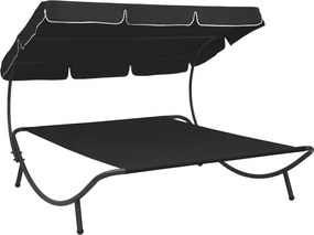vidaXL Zahradní postel s baldachýnem [48073] Barva: Černá