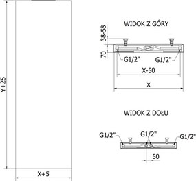 Mexen Flat VS20S deskový radiátor 1600 x 400 mm, spodní středové připojení, 794 W, bílý - W6VS20S-160-040-00