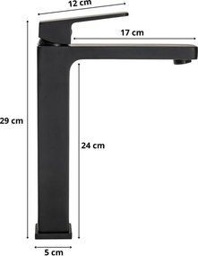 Erga Sara, vysoká umyvadlová baterie h-290, černá matná, ERG-YKA-BU.SARA36-BLK