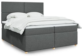 Box spring postel s matrací tmavě šedá 200x200 cm textil 3291381