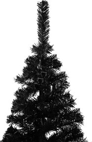 Umělý vánoční stromek s LED a sadou koulí černý 210 cm PVC 3077505