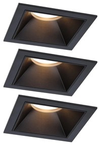 Paulmann 93125 Cole Coin, set bodovek v černé úpravě, 3x6W LED 2700K tříkrokové stmívání, 8,8x8,8cm, IP44