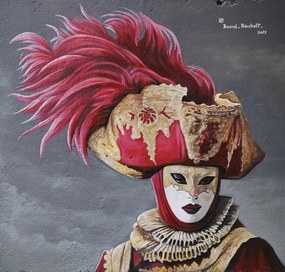 David Reichelt | Benátská maska II Rám: Černý, Velikost: 50 x 50 cm